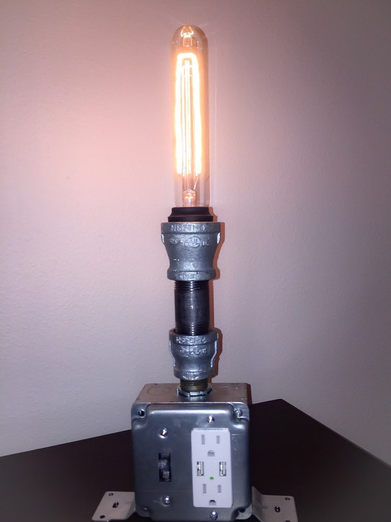Items similar to Industrial Lamp With USB Port For Charging Phone ...