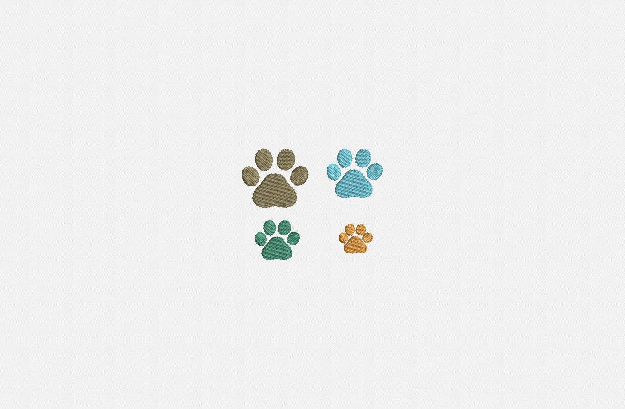 Mini Paw Print Machine Embroidery Design 4 Sizes