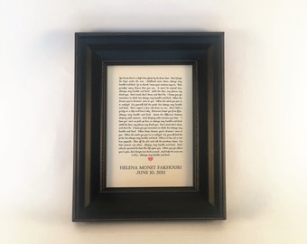 Framed song lyrics | Etsy