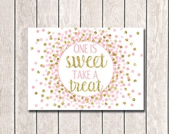 Table Sign Sweet Treats Sign Printable Favor Sign Pink Gold
