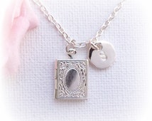 Unique silver book locket related items | Etsy