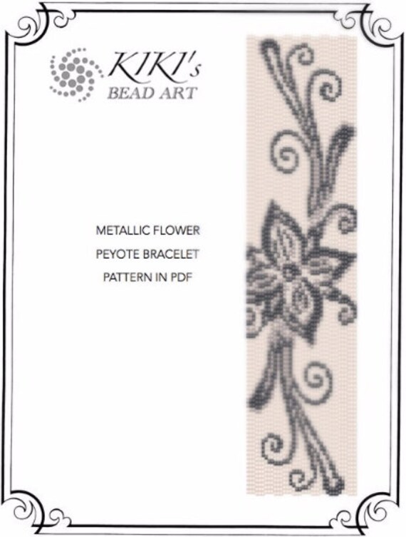 Peyote Pattern for bracelet Metallic flower by KikisBeadArts