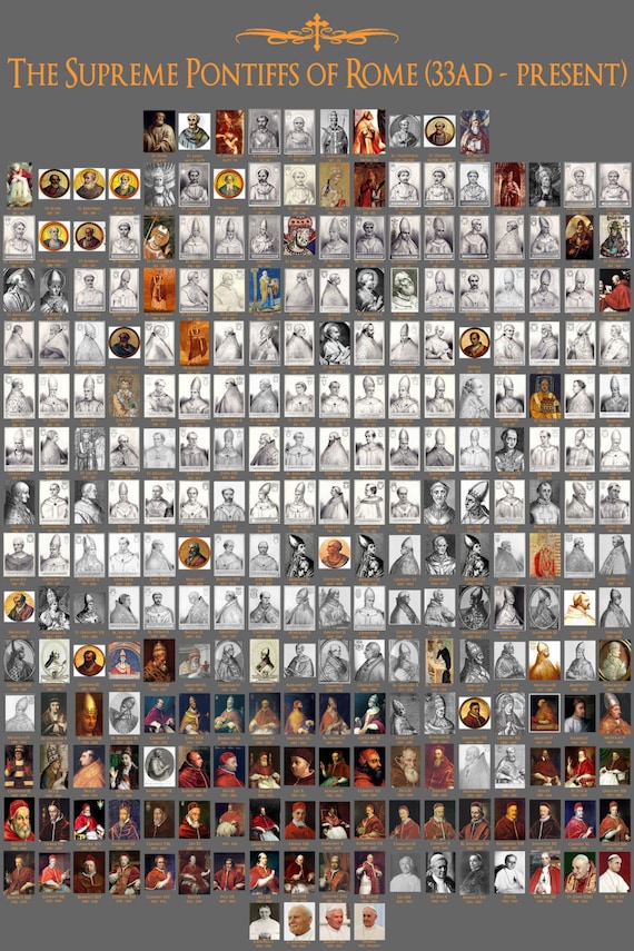 Pope Poster All 266 Popes from Peter to Francis 24x36