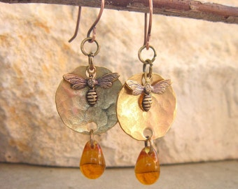 Amber drop earrings | Etsy