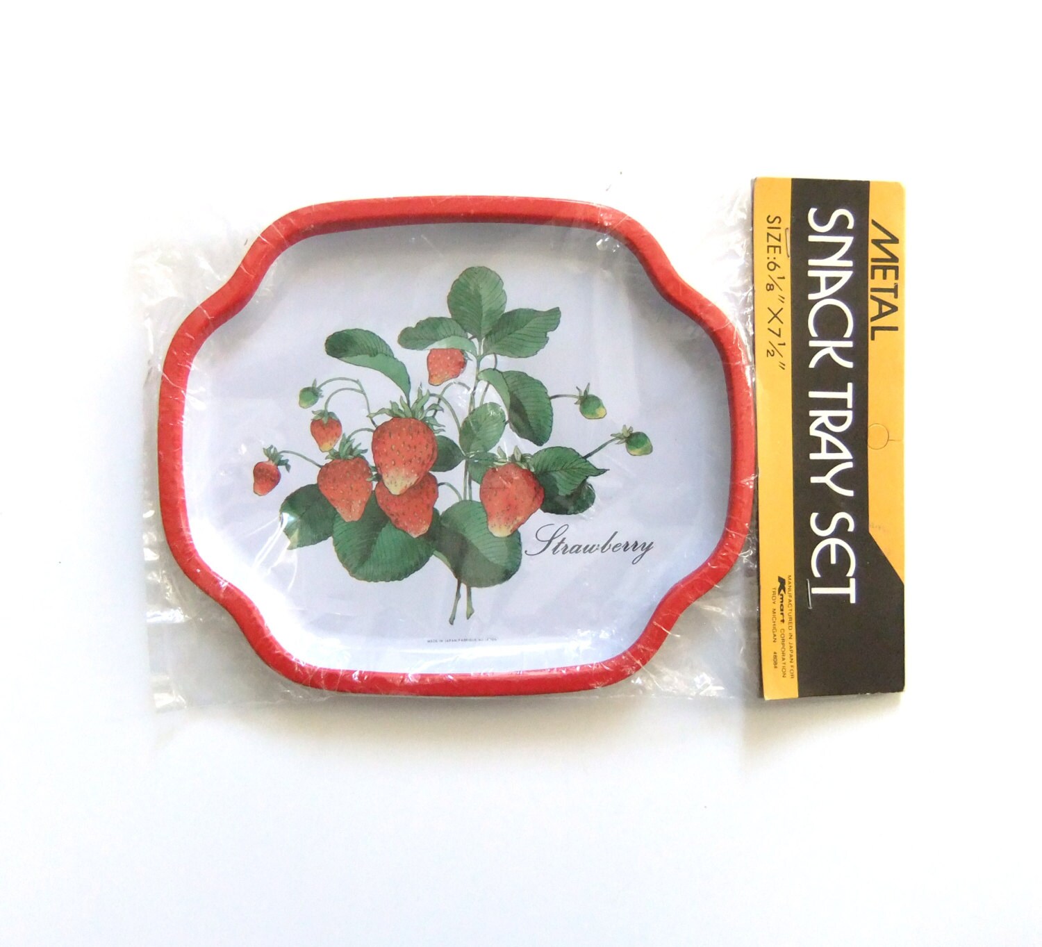 Metal Snack Trays, Set of 2 Japan Snack Trays, Strawberry Retro Kitchen ...