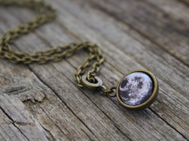 Two Sided Moon Necklace Moon Necklace Full by SunAndStarsJewelry