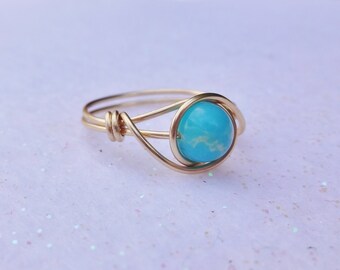 Gold wire ring wire ring gold ring wire wrap ring by SeaDesignz