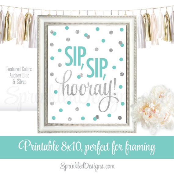 Sip Sip Hooray Party Sign Wine Bar Cart Sign by SprinkledDesign
