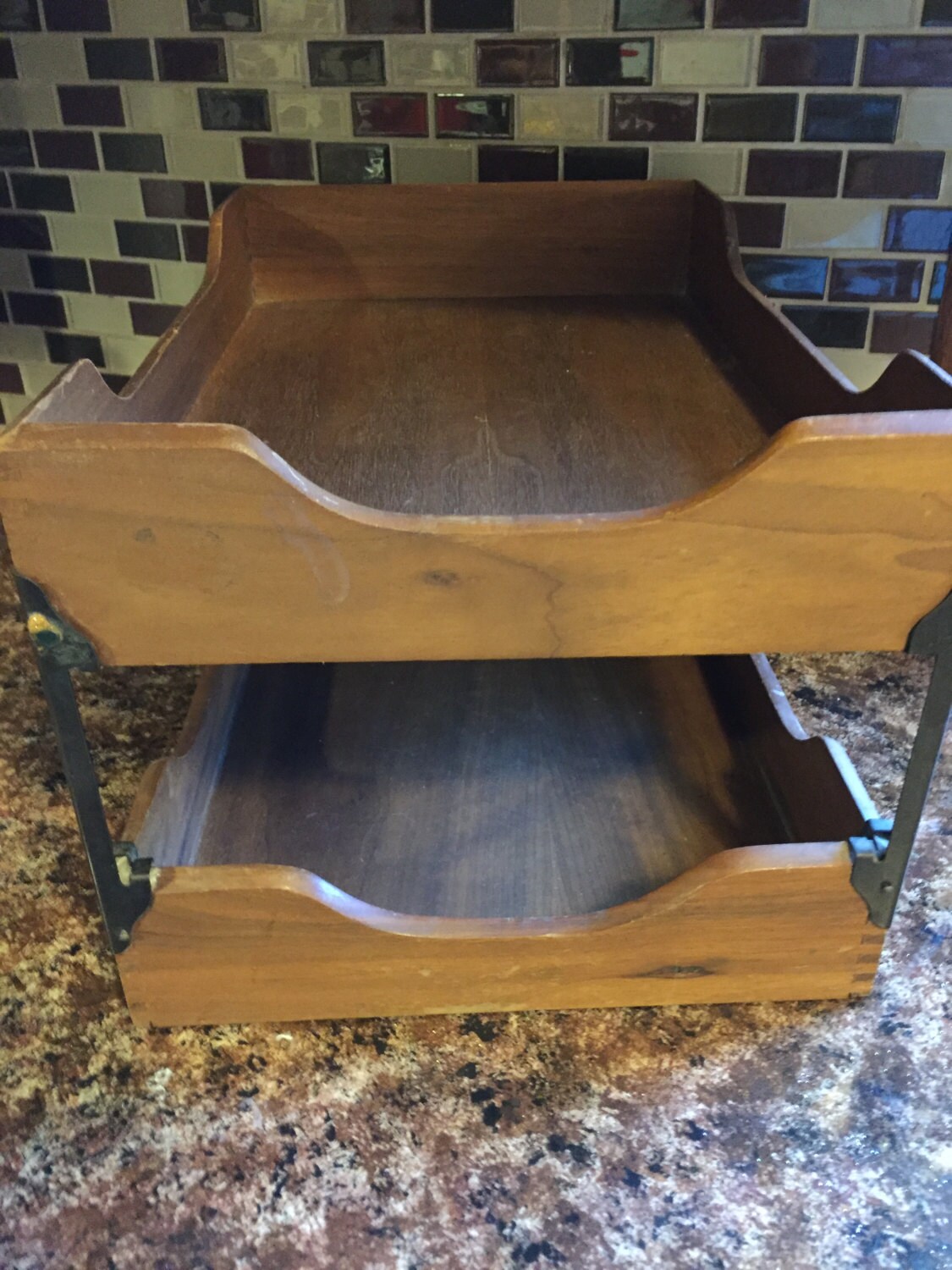 Vintage Wood File Paper Organizer Tray Stacking In Out File – Haute Juice