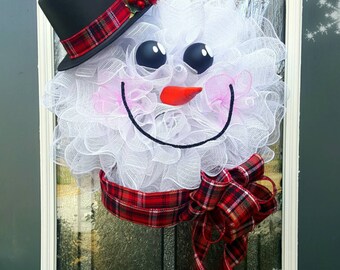 Deco mesh snowman | Etsy