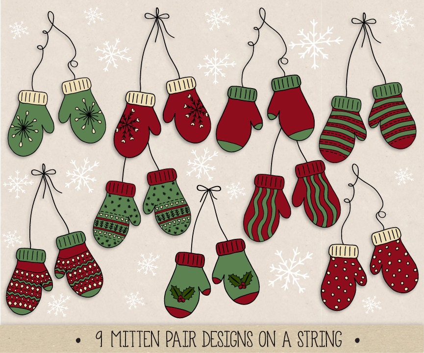 Whimsical Christmas Clip Art Mitten