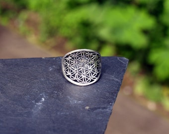 Thumb ring Sacred geometry ring Creation ring Filigree