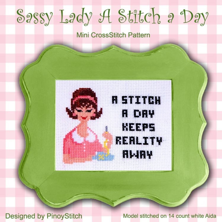 Sassy Lady A Stitch a Day Retro Cross Stitch PDF Chart
