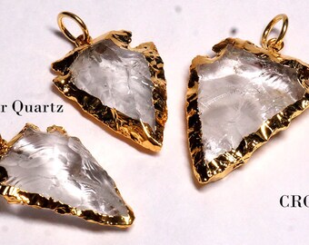 Rose Quartz Crystal Arrowhead Pendant Charm with Silver Bail