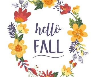 Hello Fall PRINTABLE sign. Fall Decor. Fall Leaves. Home