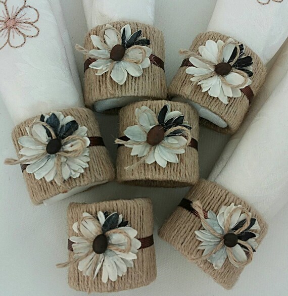 Twine Napkin rings Rustic Napkin Rings Vintage by PartyFavorDecor