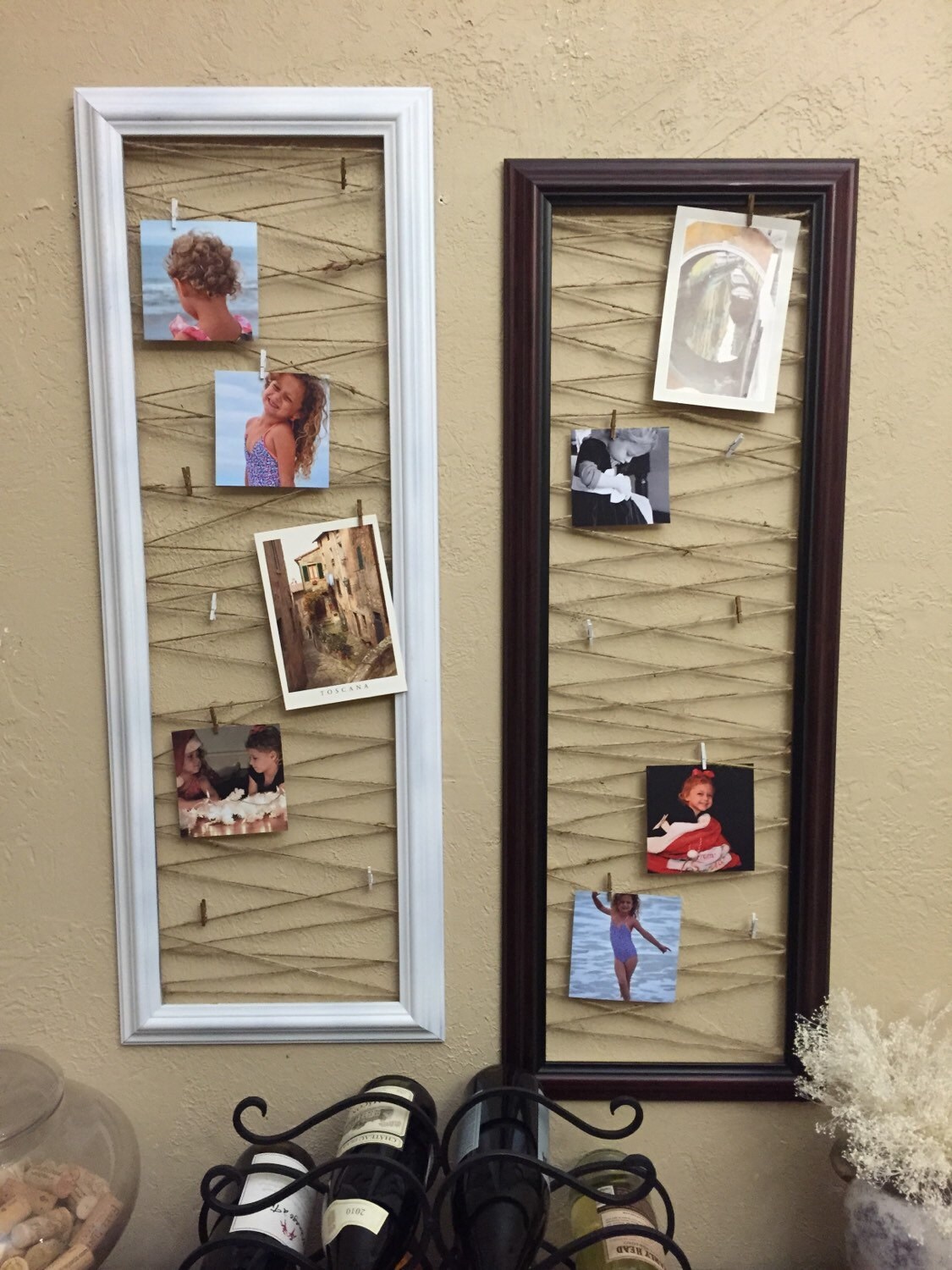 Jute Rope Picture Display Stained Solid Wood by BelleVieArtDecor