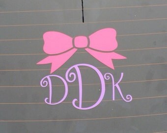 Bow monogram decal | Etsy