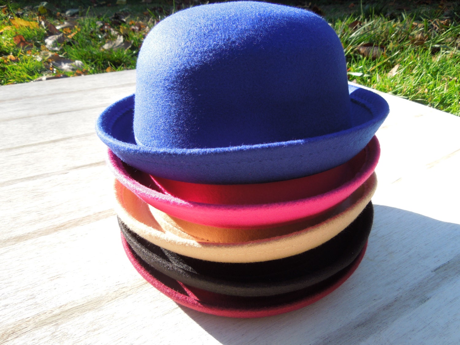 Bowler Hat Girls Blue Bowler Retro Hat for Girls Blue Derby