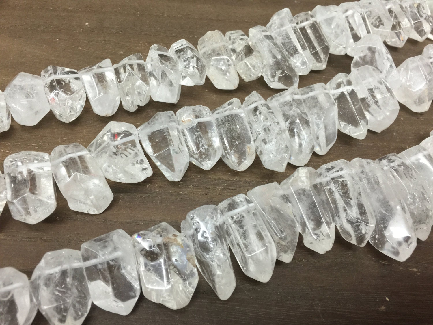 Large Clear Quartz Crystal points Polished Rock Quartz Beads