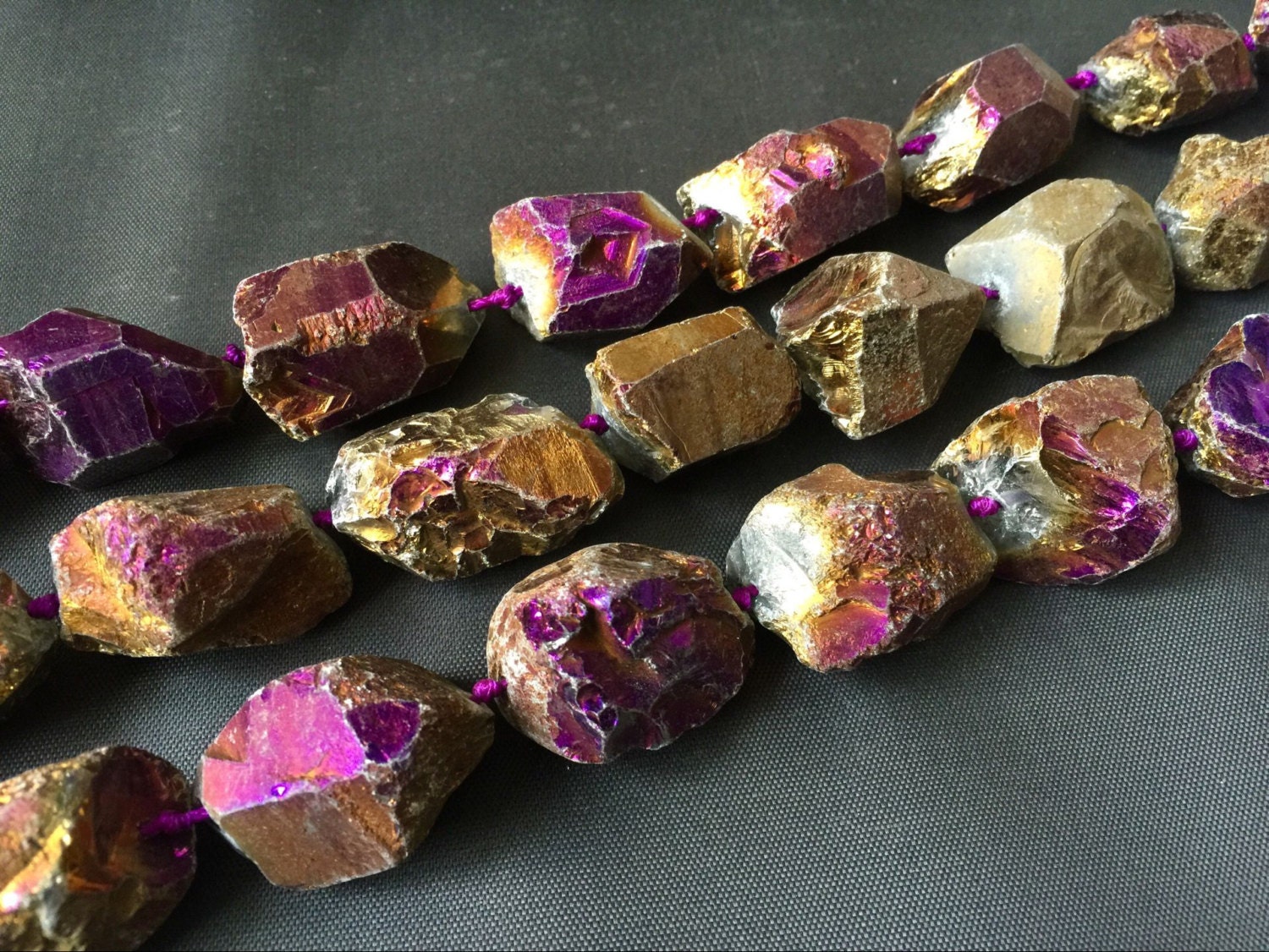 Titanium Purple Quartz Nuggets Crystal Nugget Beads Rough