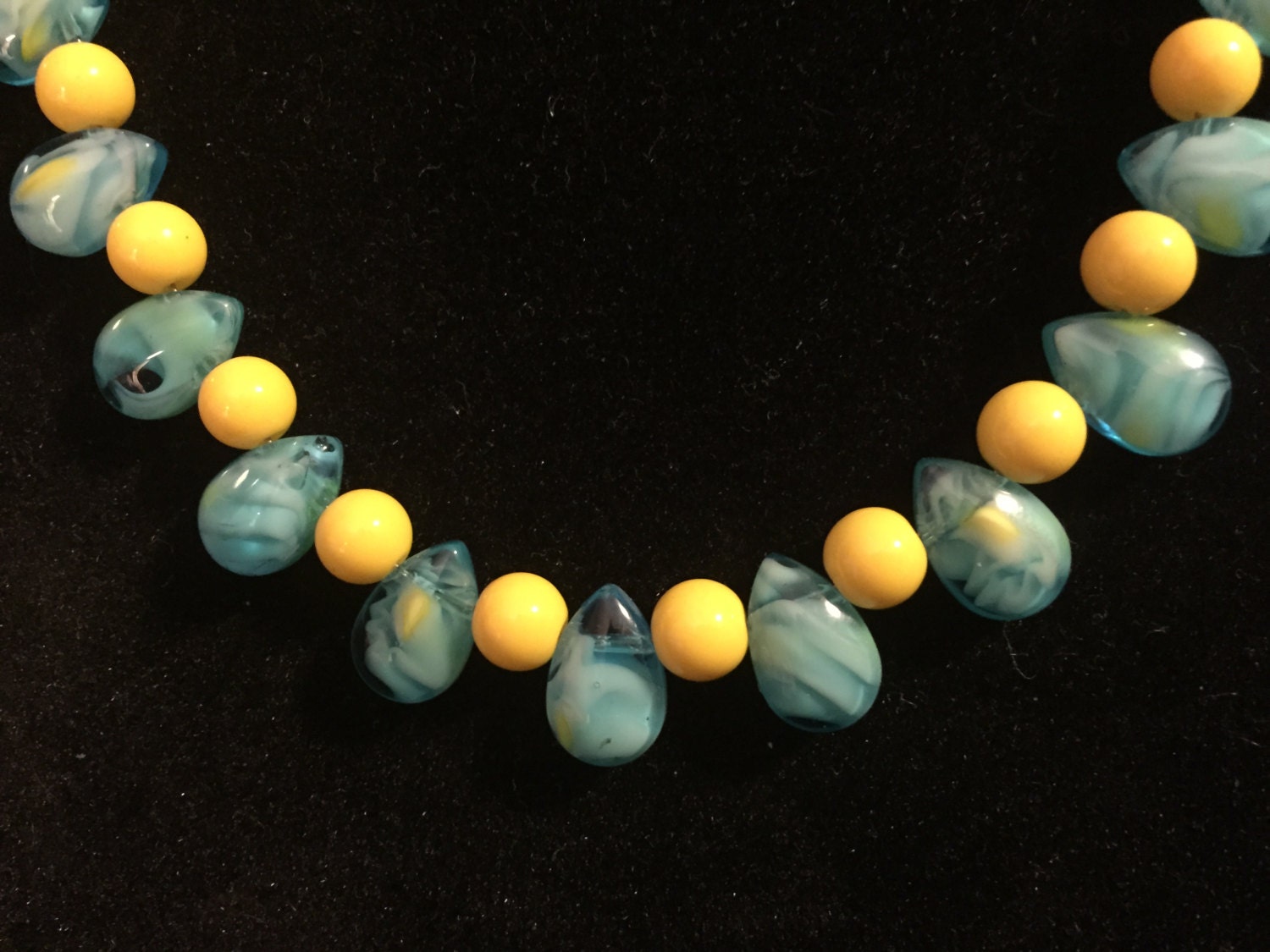 Light blue teardrop beads with round by JodisJewelryOriginal