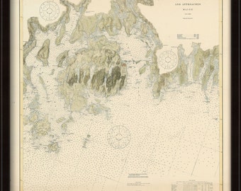 Mount Desert Island Bar Harbor Maine Map Painting by Tim