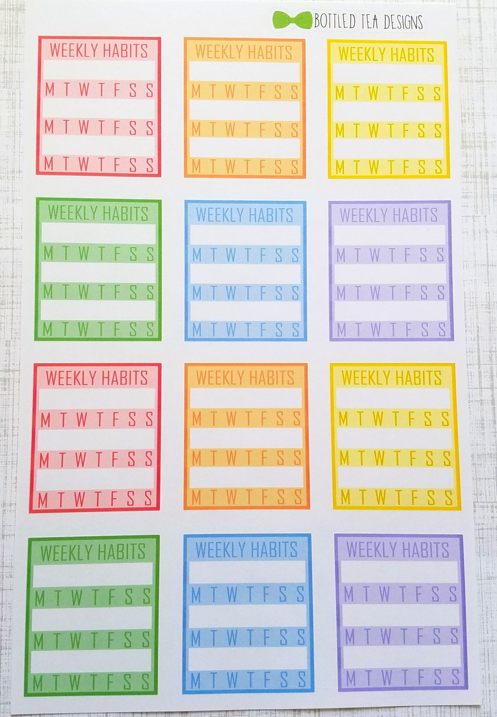 Weekly Habit Trackers // Simple Collection Set of 12 Item
