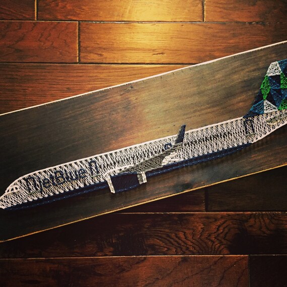 Airplane Jet String Art JetBlue by StringsAttachedKY on Etsy
