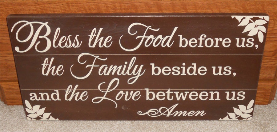 Kitchen Sign Bless the food before us wood sign primitive