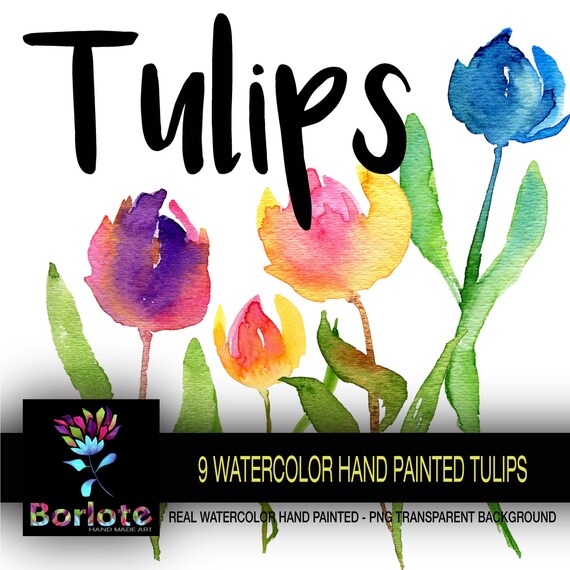 Watercolor Tulips watercolor clip art DIY Projects Cards