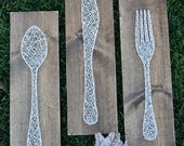 Items similar to Fork Knife and Spoon String Art - Made to Order on Etsy