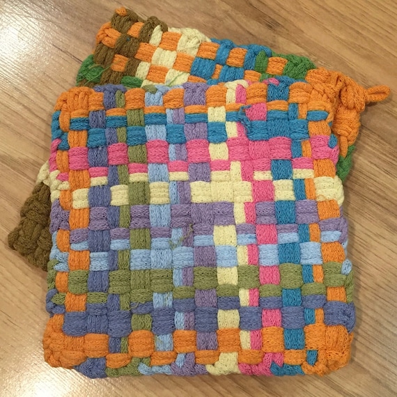 Pot Holder Hot Pad Loom Woven Spring Picnic set