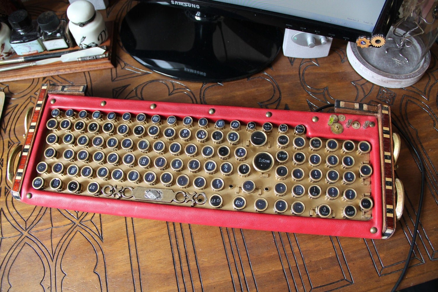 Clavier d'ordinateur style steampunk clavier pc