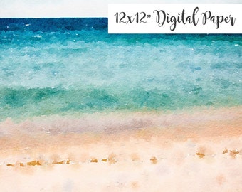 Watercolor beach | Etsy