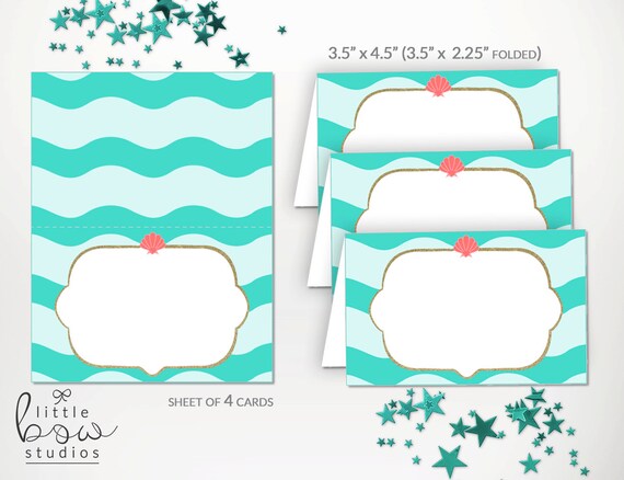 Mermaid Party Printable Food Label Instant Download Blank