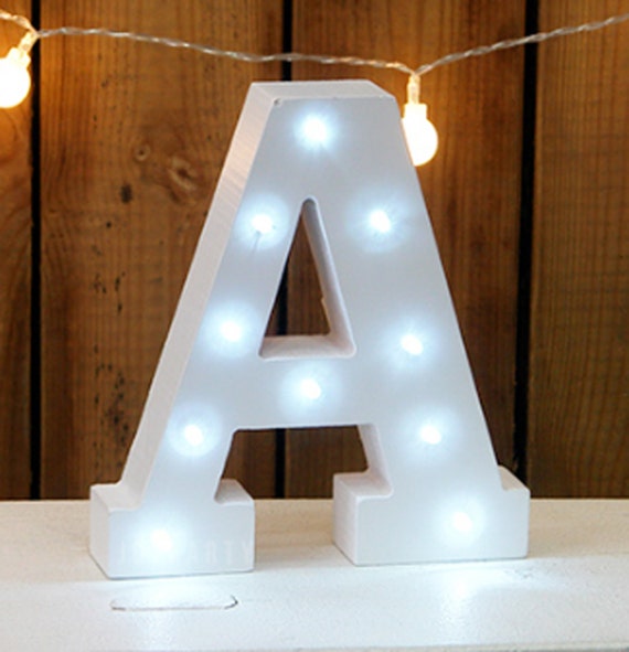 Alphabet Initial Wood LED Letter Lamp _ Home Shop Garden