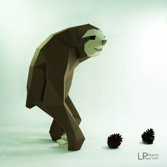 Sloth Model Sloth paper Sloth low poly 3D Papercraft