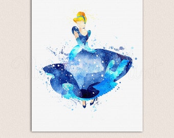 Items similar to Cinderella print, Disney princess, Princess painting ...