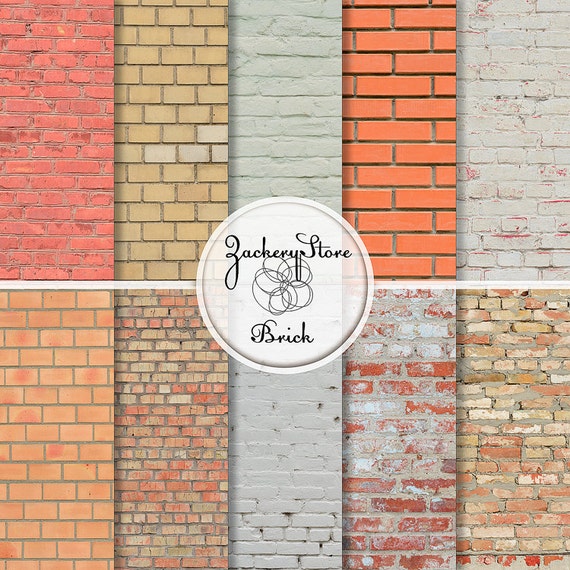 BRICK WALL Digital Scrapbook Craft Paper Pack Texture Set 10