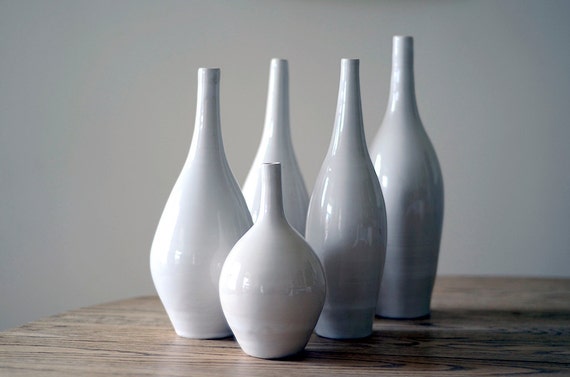 Items similar to MADE TO ORDER- 5 vase set, vase set, pottery vase ...