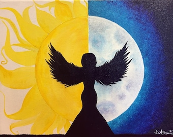 Items similar to The Little Moon Angel Illustration on Etsy