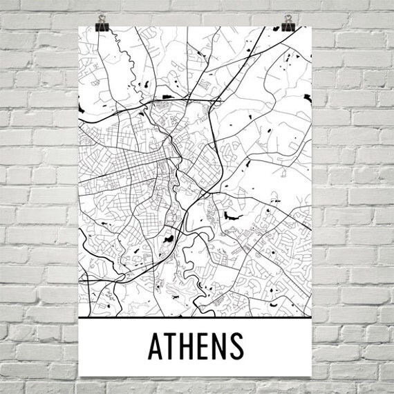Athens Map Athens Art Athens Print Athens GA Art Poster