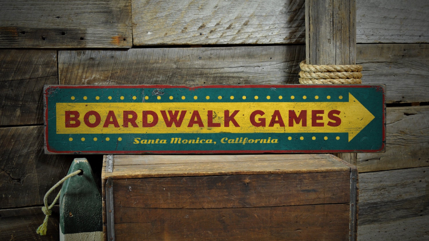 Boardwalk Games Wood Sign Custom Beach Boardwalk Location