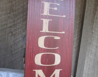 Vertical rustic wood welcome sign wooden welcome sign