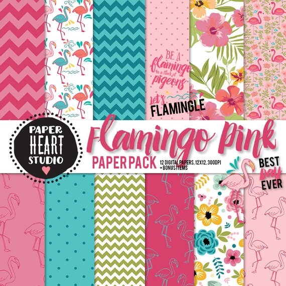Items similar to Instant Download - Digital Papers- Flamingo Tropical ...