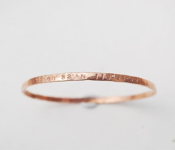 solid hammered bangle custom rose gold sterling silver