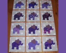 Unique elephant quilt block related items | Etsy