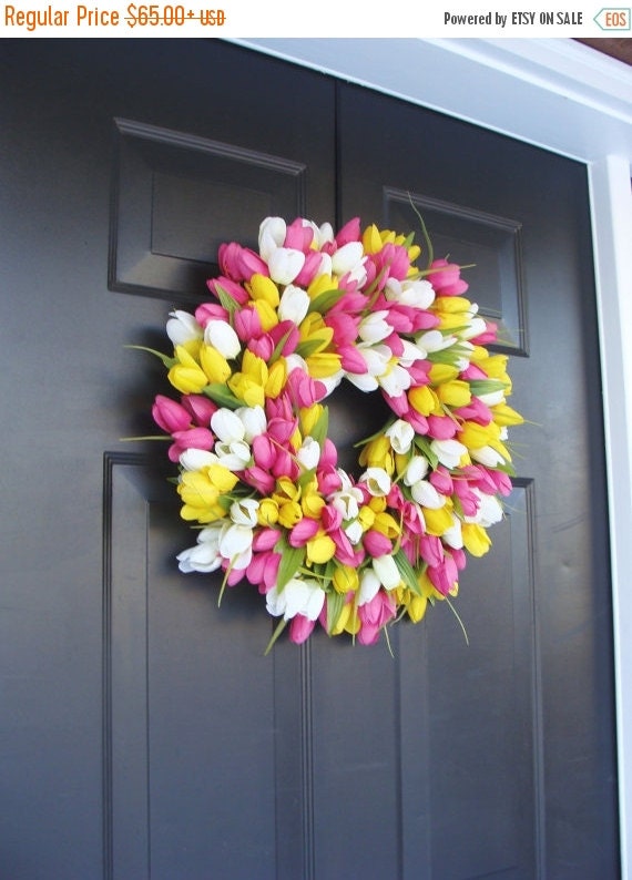WREATH SALE Silk THIN Spring Tulip Wreath Storm by ElegantWreath
