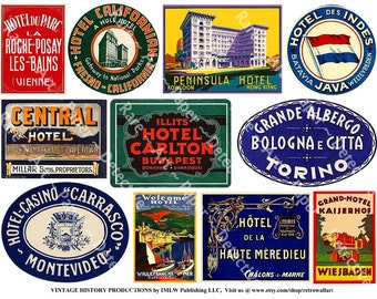 France Collection Hotel Luggage Labels 8 PRINTED Stickers